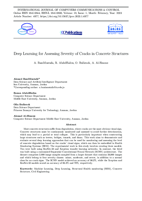 (PDF) Deep Learning for Assessing Severity of Cracks in Concrete Structures