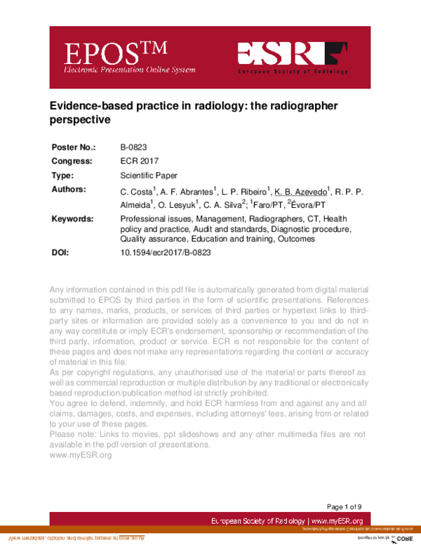 (PDF) Evidence-based practice in radiology: the radiographer perspective