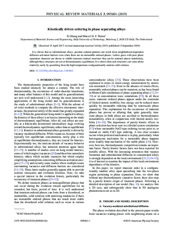 (PDF) Kinetically driven ordering in phase separating alloys