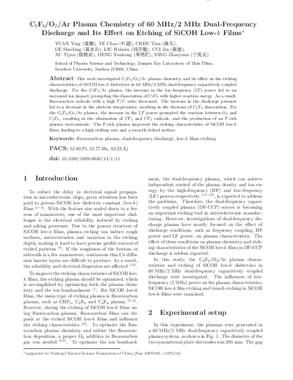 (PDF) C2F6/O2/Ar Plasma Chemistry of 60 MHz/2 MHz Dual-Frequency ...