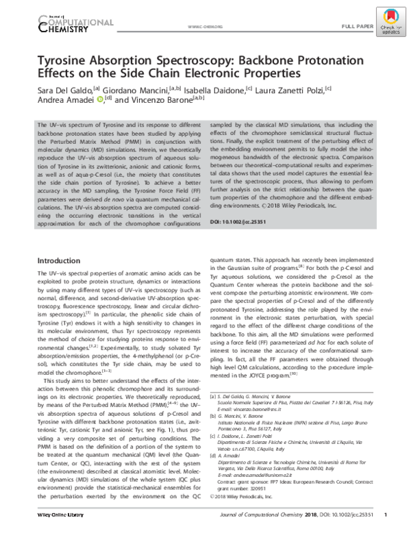 (PDF) Tyrosine absorption spectroscopy: Backbone protonation effects on ...