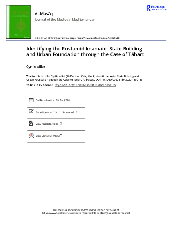 (PDF) Identifying the Rustamid Imamate. State Building and Urban ...