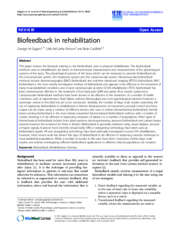 (PDF) Biofeedback in rehabilitation