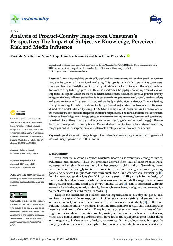(PDF) Analysis of Product-Country Image from Consumer’s Perspective: The Impact of Subjective ...