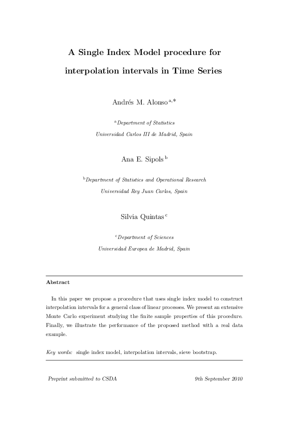 (PDF) A single-index model procedure for interpolation intervals in time series