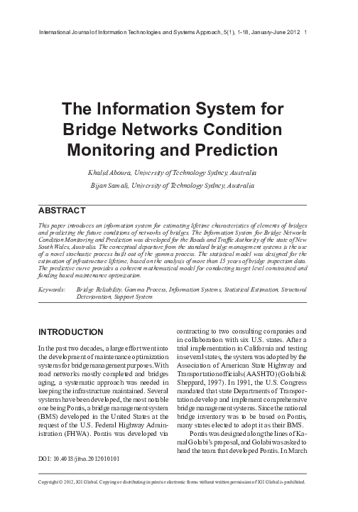 (PDF) The Information System for Bridge Networks Condition Monitoring and Prediction