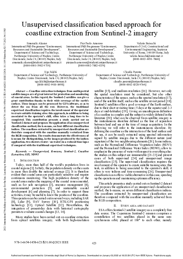 (PDF) Unsupervised classification based approach for coastline extraction from Sentinel-2 ...