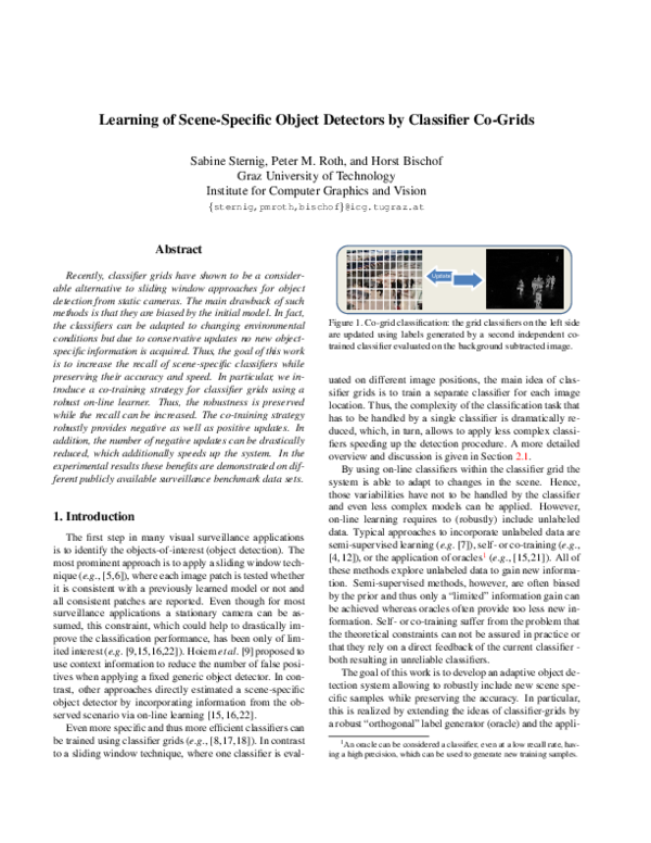 (PDF) Learning of Scene-Specific Object Detectors by Classifier Co-Grids