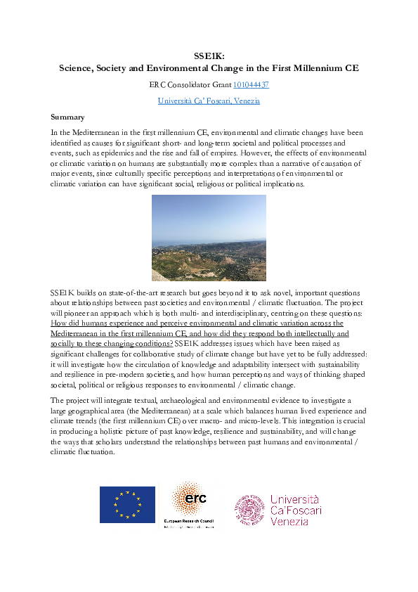 (PDF) SSE1K: Science, Society and Environmental Change in the First ...