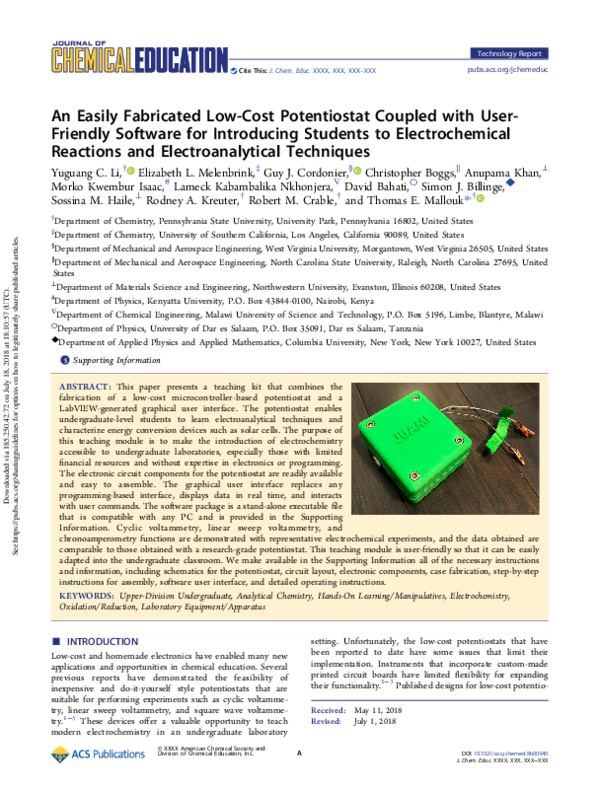 (PDF) An Easily Fabricated Low-Cost Potentiostat Coupled with User-Friendly Software for ...