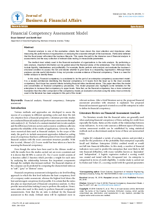 (PDF) Financial Competency Assessment Model
