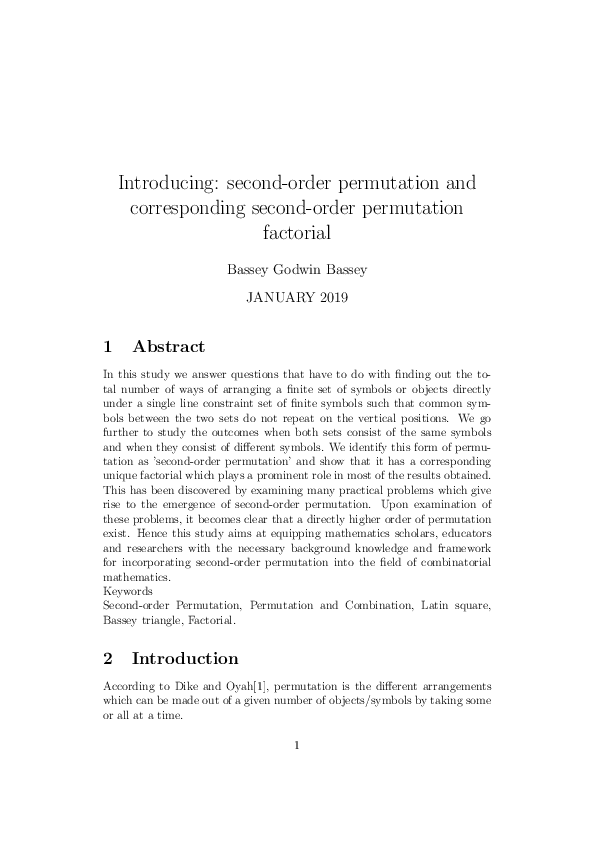 (PDF) Introducing: Second-order permutation