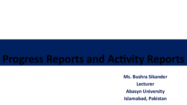 (PPT) How to write Progress Reports