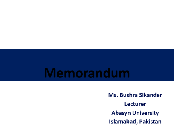 (PPT) Memorandum / Memo Writing