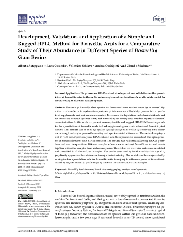 (PDF) Development, Validation, and Application of a Simple and Rugged HPLC Method for Boswellic ...