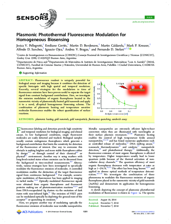 (PDF) Plasmonic Photothermal Fluorescence Modulation for Homogeneous Biosensing