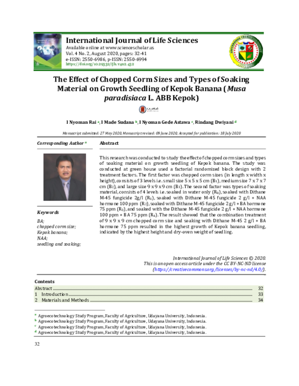 (PDF) The effect of chopped corm sizes and types of soaking material on growth seedling of kepok ...