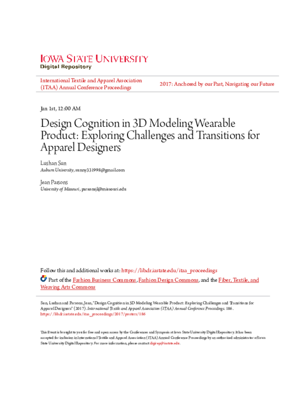 (PDF) Design Cognition in 3D Modeling Wearable Product: Exploring ...
