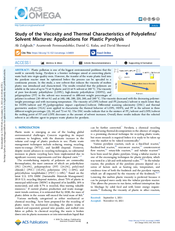 (PDF) Study of the Viscosity and Thermal Characteristics of Polyolefins ...