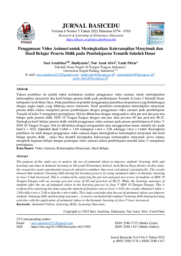 (PDF) Penggunaan Video Animasi untuk Meningkatkan Keterampilan Menyimak ...