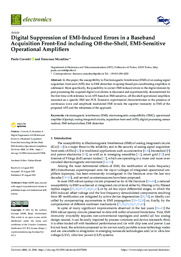(PDF) Digital Suppression of EMI-Induced Errors in a Baseband ...