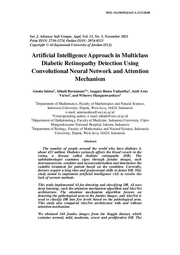 (PDF) Artificial Intelligence Approach in Multiclass Diabetic Retinopathy Detection Using ...