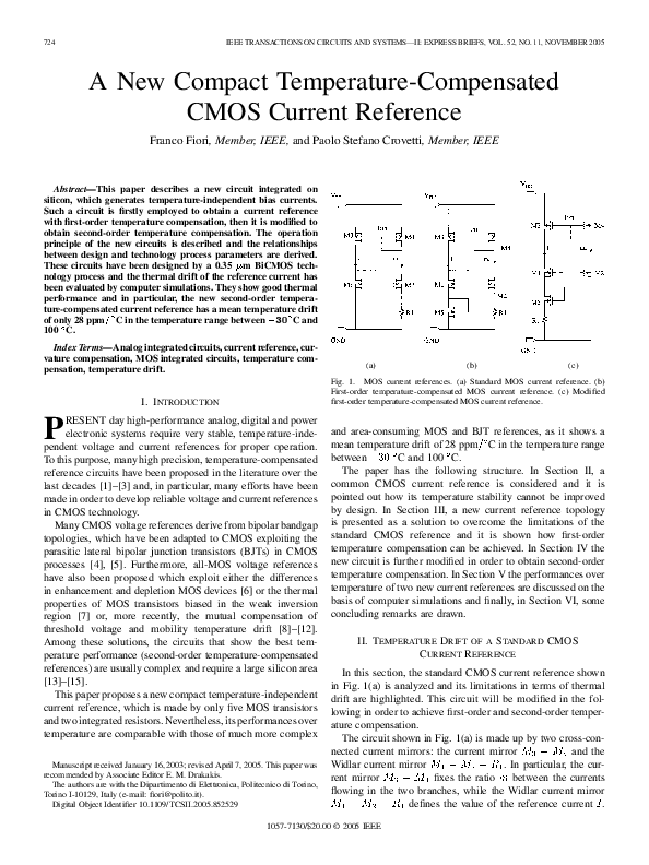 (PDF) A new compact temperature-compensated CMOS current reference