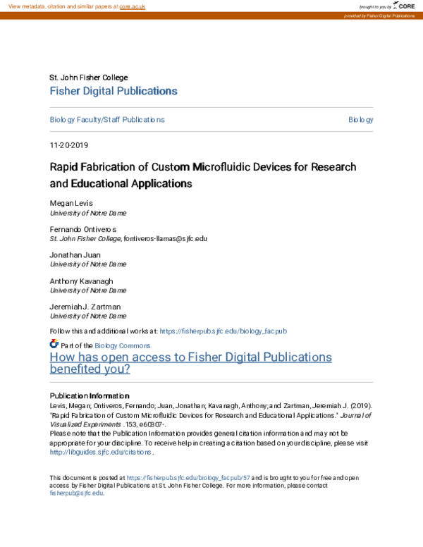 (PDF) Rapid Fabrication of Custom Microfluidic Devices for Research and Educational Applications