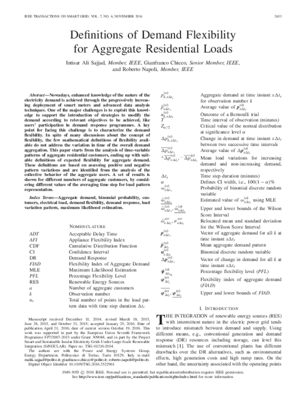 (PDF) Definitions of Demand Flexibility for Aggregate Residential Loads