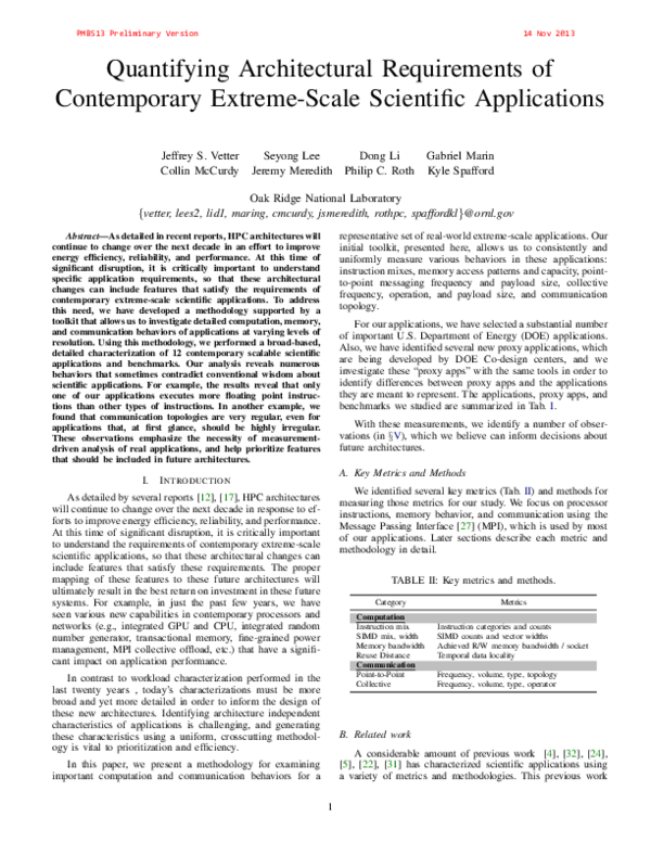 (PDF) Quantifying Architectural Requirements of Contemporary Extreme-Scale Scientific Applications