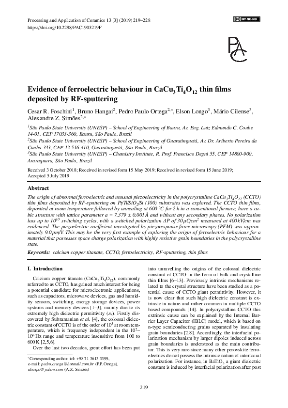 (PDF) A novel synthesis of perovskite bismuth ferrite nanoparticles