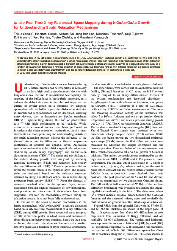 (PDF) In situReal-Time X-ray Reciprocal Space Mapping during InGaAs ...