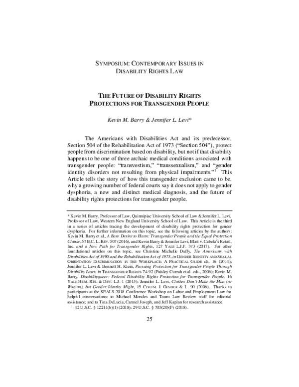 (PDF) The Future of Disability Rights Protections for Transgender People
