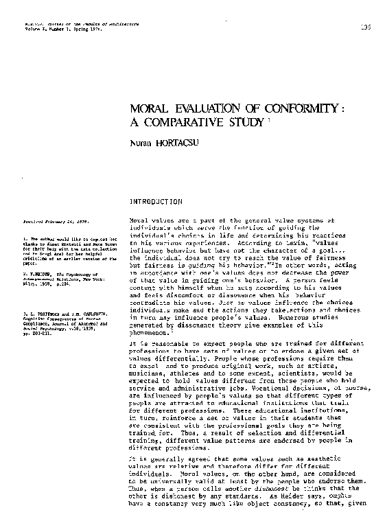 (PDF) Moral Evaluation of Conformity a Comparative STUDY1