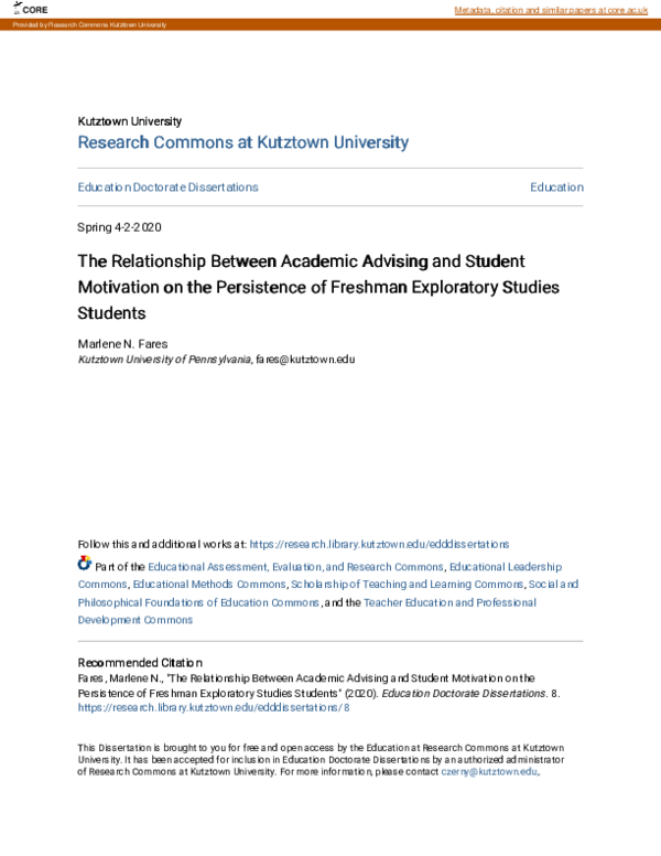 (PDF) The Relationship Between Academic Advising and Student Motivation ...