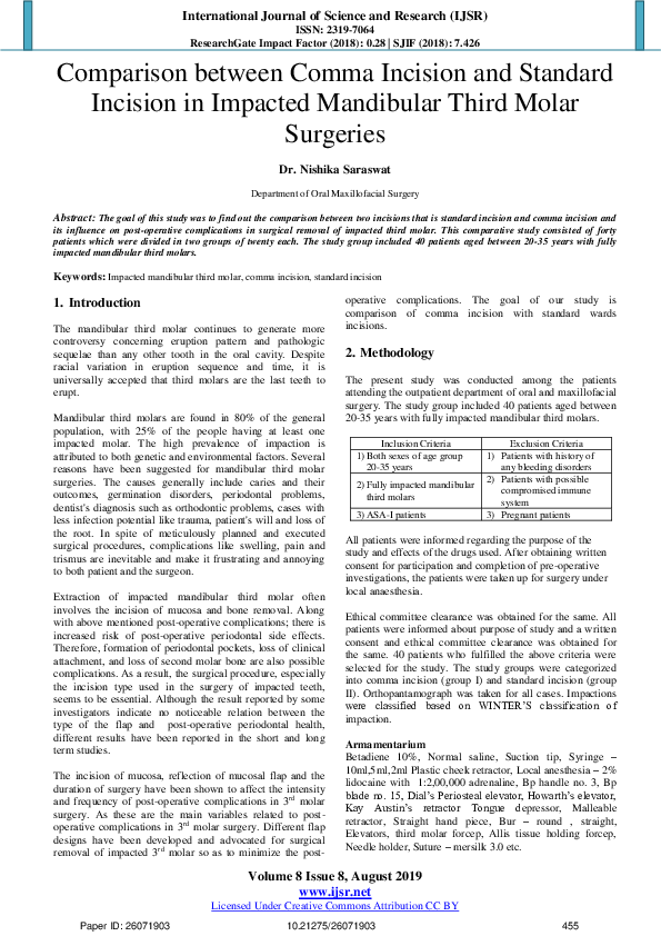(PDF) Comparison between Comma Incision and Standard Incision in ...