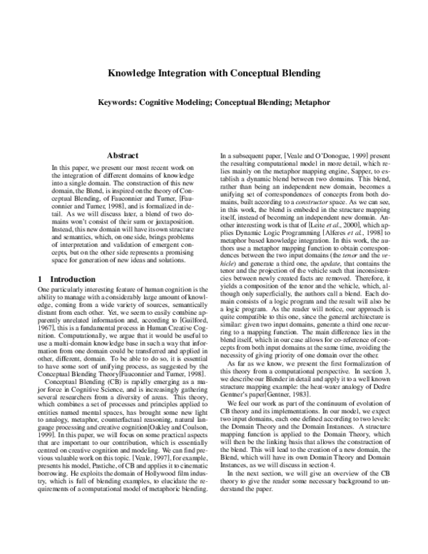 (PDF) Knowledge Integration With Conceptual Blending