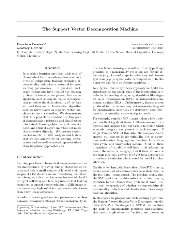 (PDF) The support vector decomposition machine