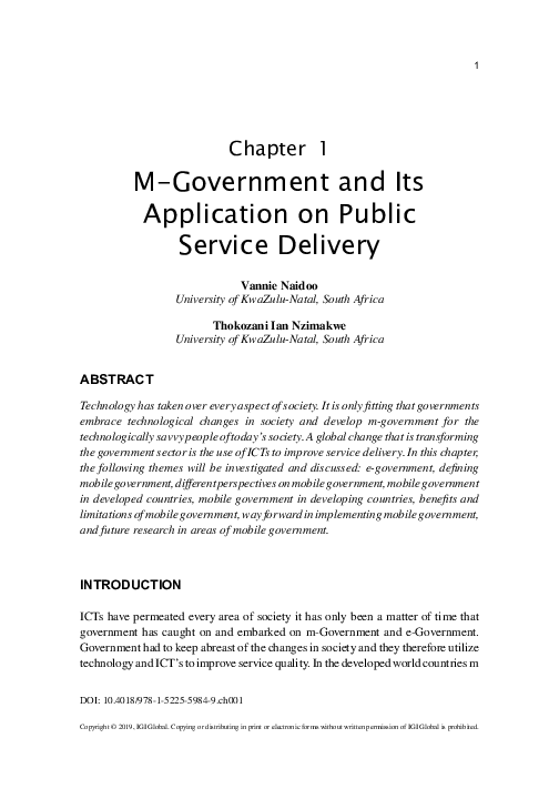 (PDF) M-Government and Its Application on Public Service Delivery