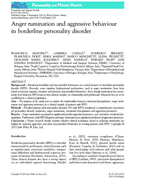 (PDF) Anger rumination and aggressive behaviour in borderline ...