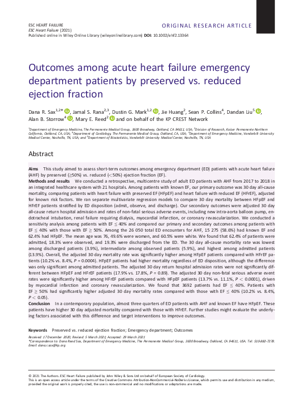 (PDF) Outcomes among acute heart failure emergency department patients by preserved vs. reduced ...