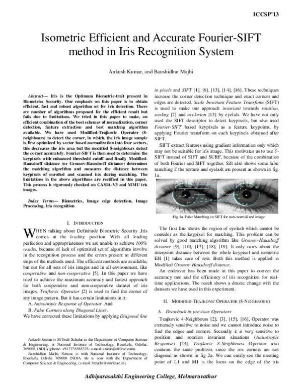 Pdf Isometric Efficient And Accurate Fourier Sift Method In Iris