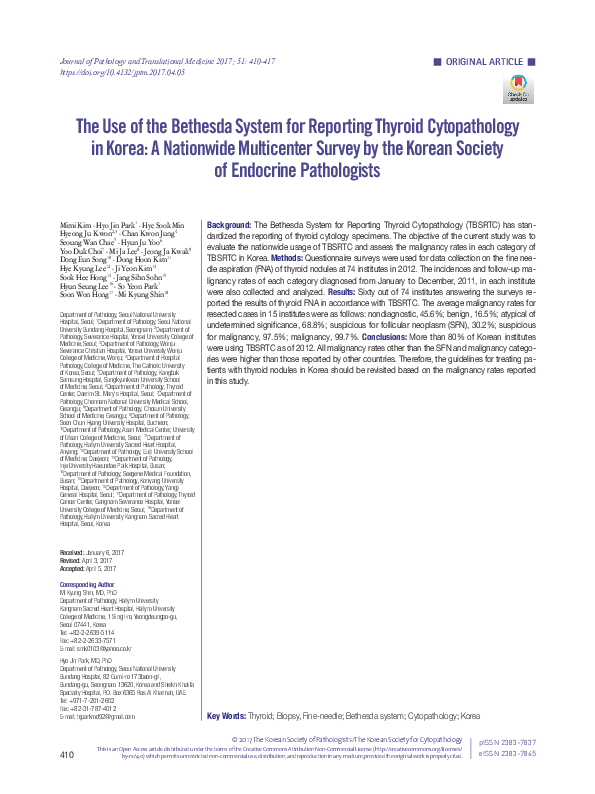 (PDF) The Use of the Bethesda System for Reporting Thyroid ...