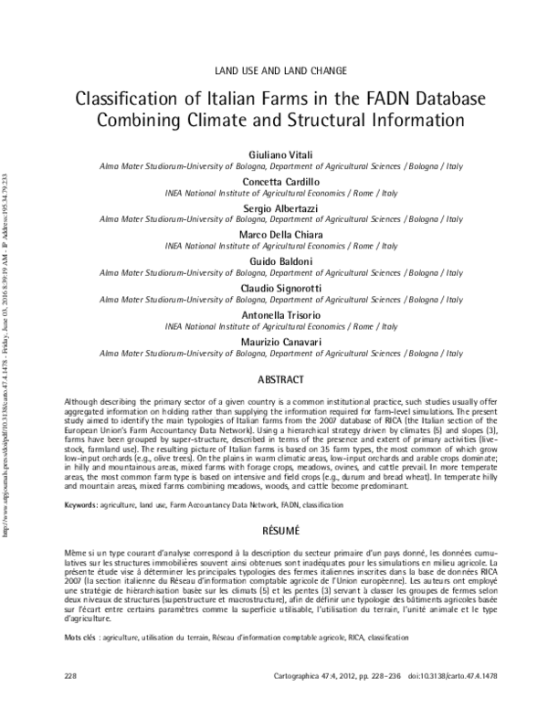 (PDF) Classification of Italian farms in the FADN database combining ...