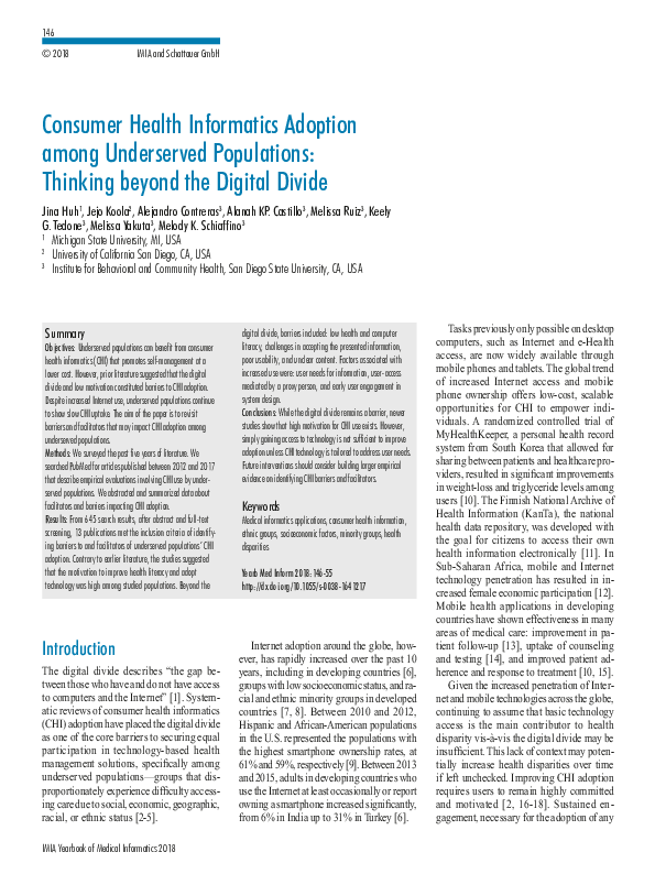 (PDF) Consumer Health Informatics Adoption among Underserved ...