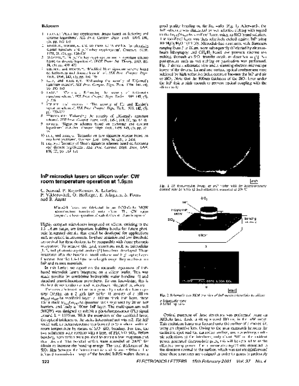 (PDF) InP microdisk lasers on silicon wafer: CW room temperature ...