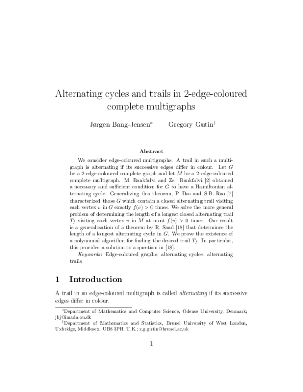 (PDF) Alternating cycles and trails in 2-edge-coloured complete multigraphs