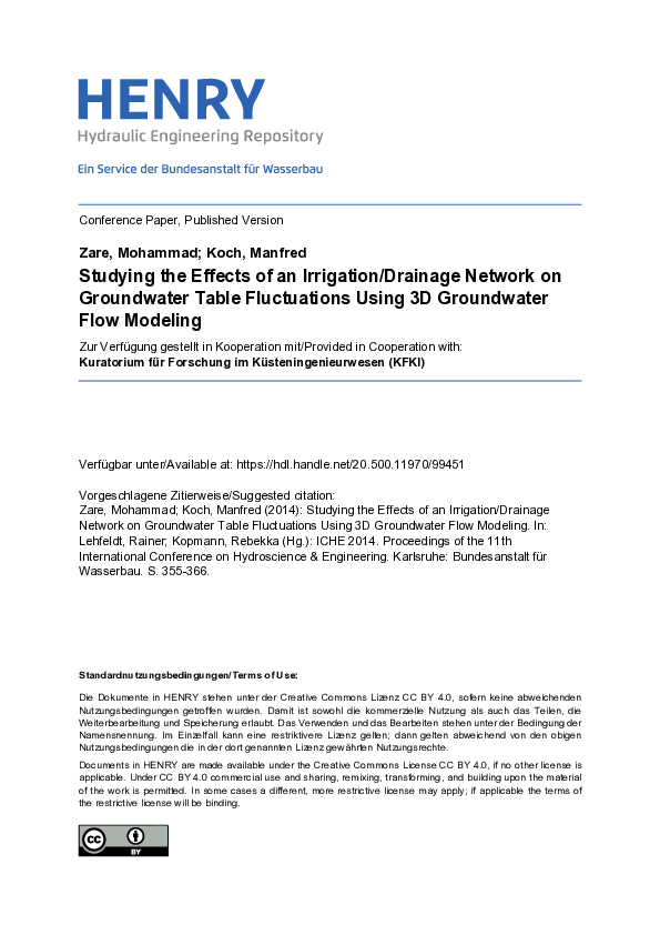 (PDF) Studying the Effects of an Irrigation/Drainage Network on Groundwater Table Fluctuations ...