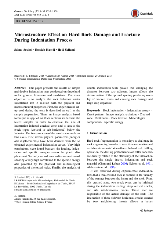 (PDF) Microstructure Effect on Hard Rock Damage and Fracture During ...