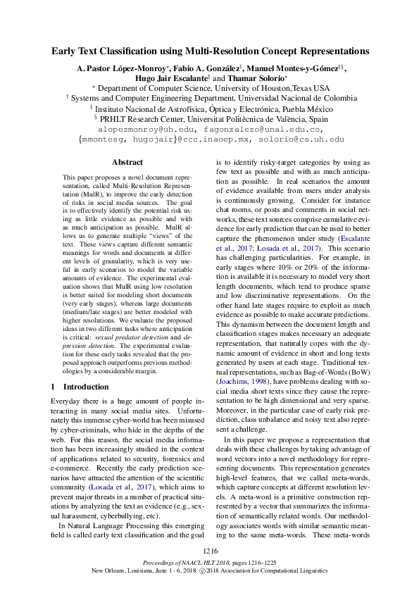 (PDF) Early Text Classification Using Multi-Resolution Concept ...